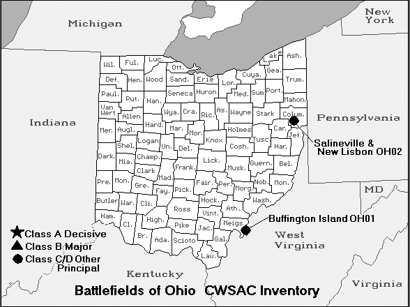 Ohio Civil War Battlefield Map | Access Genealogy