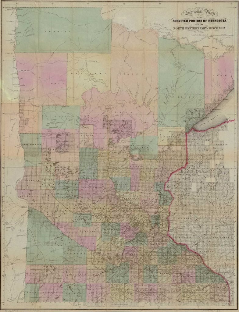 Sewall's Map of Minnesota, 1857 – Access Genealogy