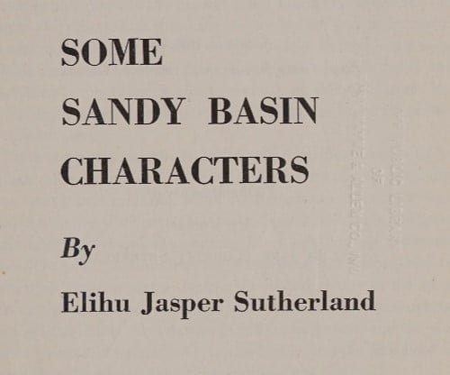 Some Sandy Basin Characters – Access Genealogy